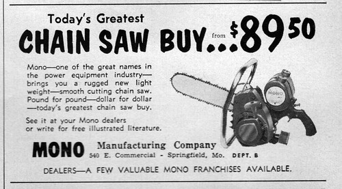 1959 Mono Manufacturing Chainsaw Original Print Ad | eBay