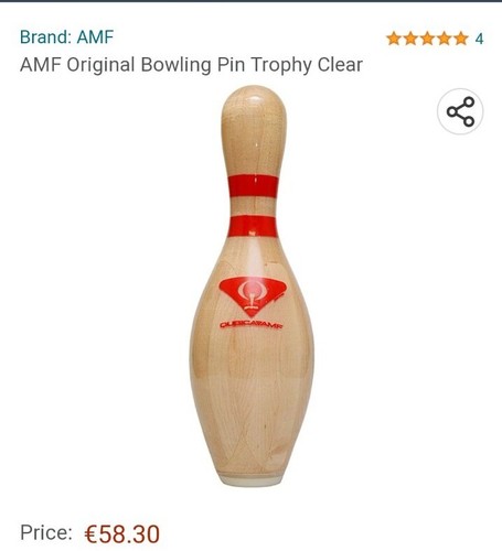amf bowling pin clear coated wooden trophy pin new | eBay UK