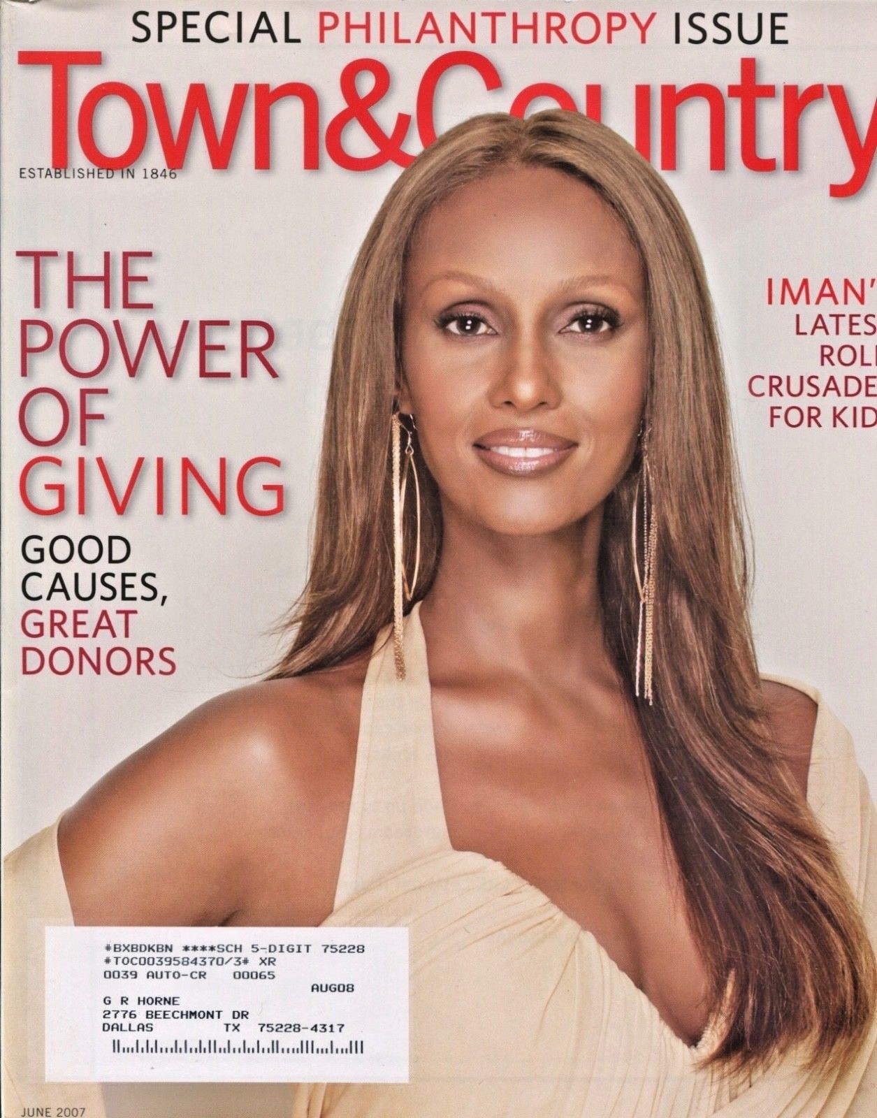 TOWN & COUNTRY MAGAZINE ~~ June 2007 ~~ 6/07 ~~ IMAN ~~ E-2-2 | eBay