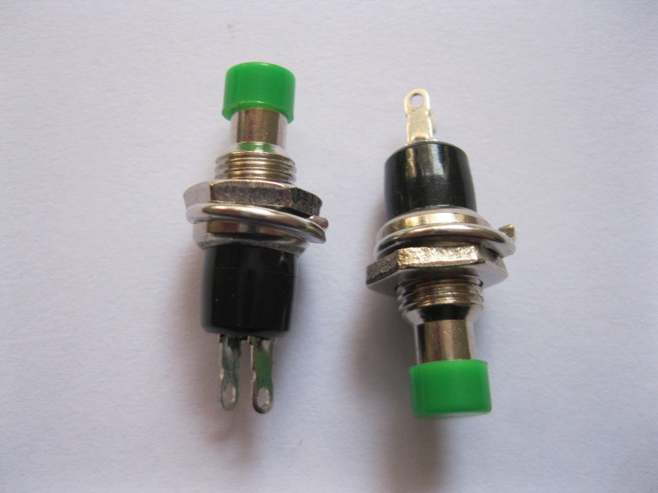 100 pcs SPST Mini Push Momentary Switch Green 250V/3A 125V/6A Nomal ON ...