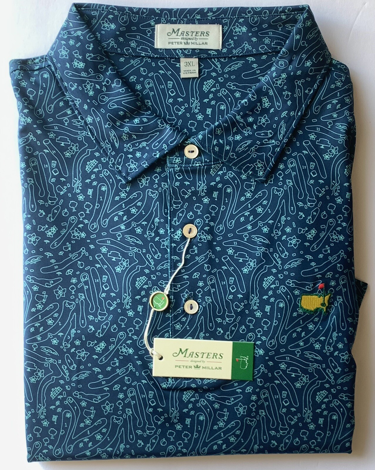 Masters Peter Millar golf polo shirt performance course design large ...