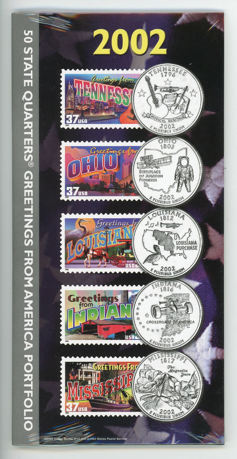 2002 50 State Quarters and Greetings from America Stamps Set un-opened ...