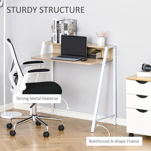 2-Tier Workstation Computer Laptop Desk Home Office Table w/ Shelf ...