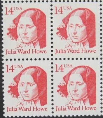 1987 Julia Ward Howe Women's Suffrage Blk of 4 14c Stamps, Sc# 2176 ...