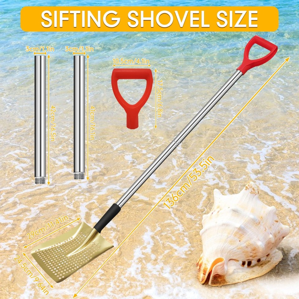 Sifting Shovel, Heavy Duty Metal Sand Sifter for The Beach, 53.5" Long ...