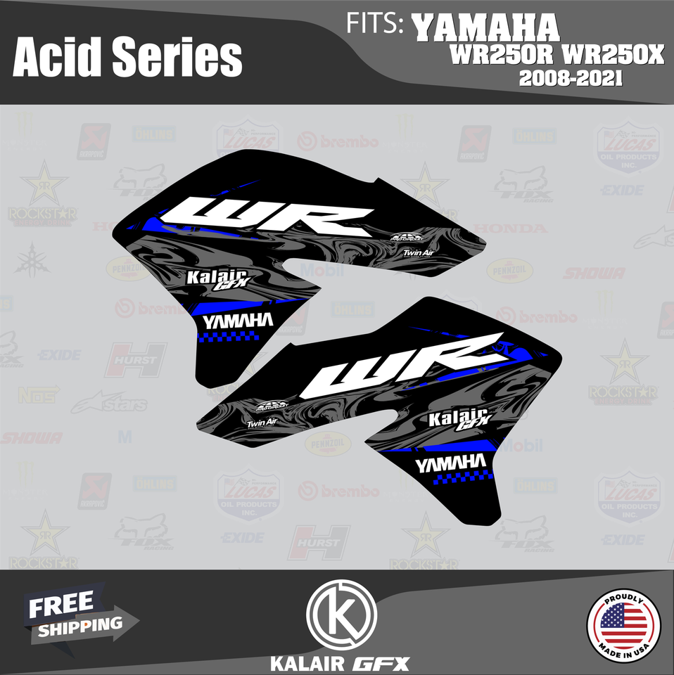 Graphics Kit for YAMAHA WR250X WR250R (2008-2021) Acid - BLUE | eBay