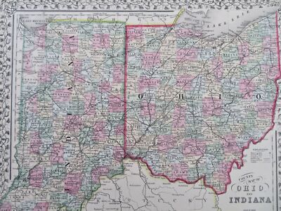 Ohio & Indiana Cincinnati Cleveland Indianapolis 1870 Mitchell ...