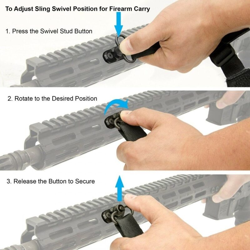 Single Point Gun Rifle Sling Bungee Strap w/ M-LOK Quick Release QD ...