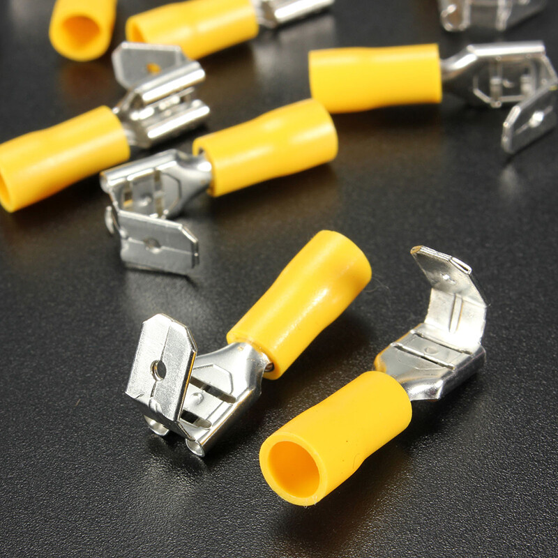 100x 0.5-6.0mm² Insulated Piggyback Spade Crimp Electrical Terminals ...