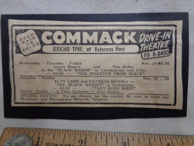 Vintage Ad Commack drive In Theatre Long Island NY 1957 1959 | eBay