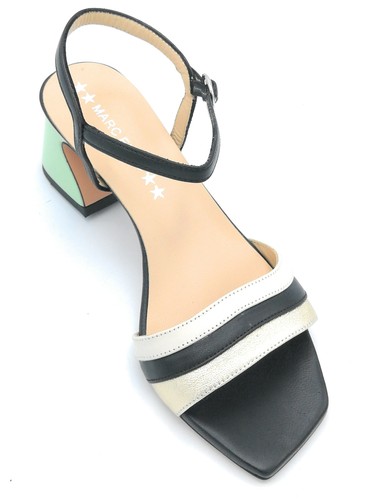 Marc Ellis me-1837 Sandal Leather Black White Strap T 5cm | eBay Australia