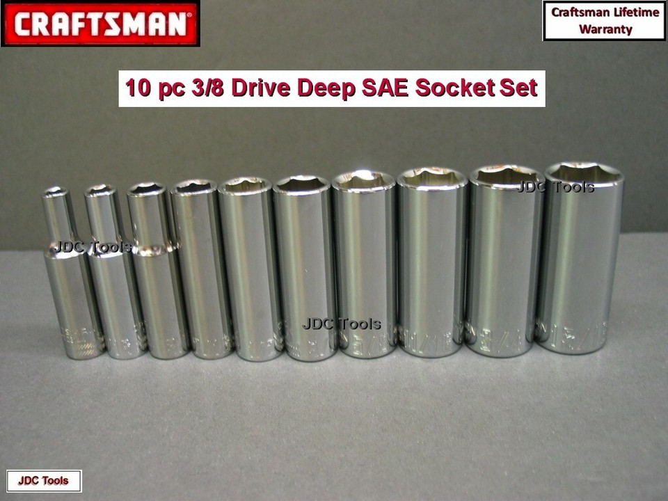 CRAFTSMAN 20 pc 3/8 Drive Deep SAE or Metric Socket Set - You Choose 9 ...