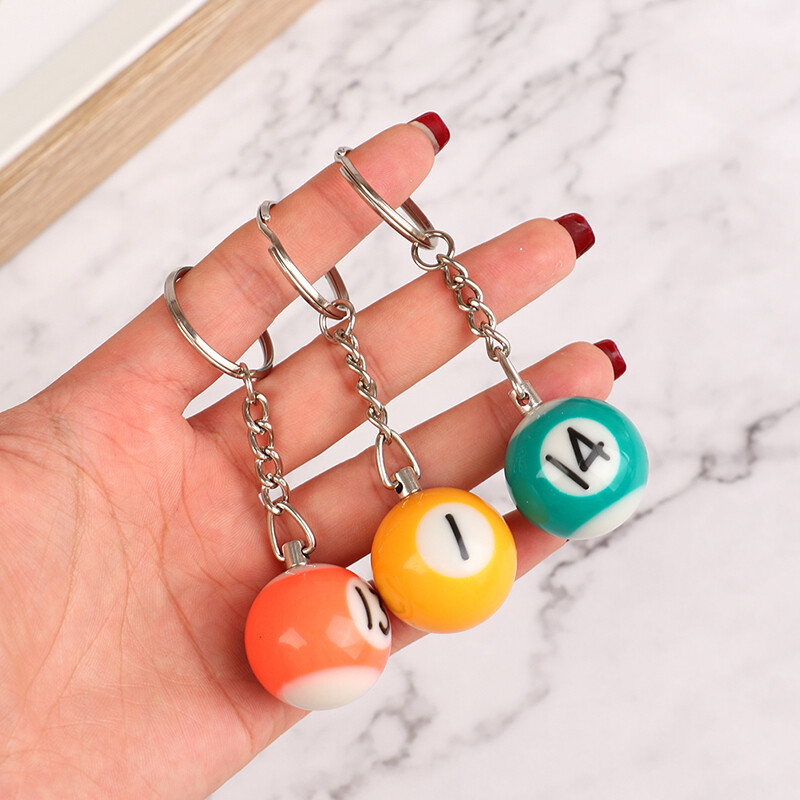 Mini Billiards Shaped Keyring Assorted Colorful Billiards Pool Ball ...