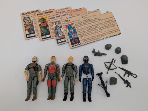 GI Joe 1982 Straight Arm lot Hawk, Clutch, Cobra Officer, File Cards ...