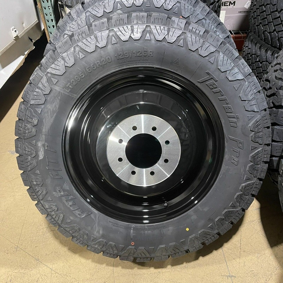 20" Fuel Blitz D675 Dually Wheels 2956520 35 AT Tires 8x6.5 Dodge Ram ...