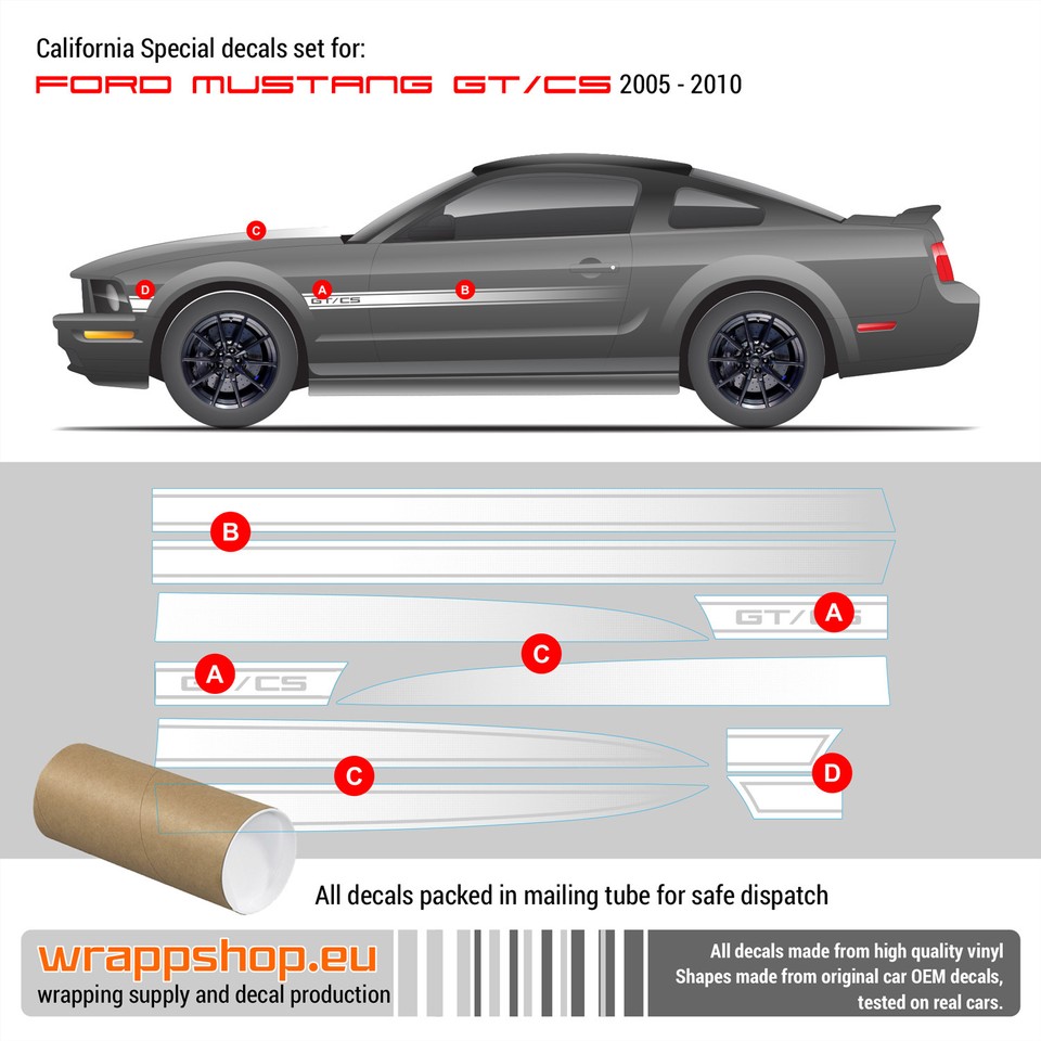 California Special GT/CS Faded Stripes Decal 2005 2006 2007 2008 2009 ...