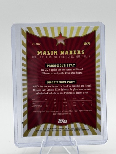 2024 Topps Finest Prodigies Malik Nabers Auto Blue Checkerboard /99 SSP ...