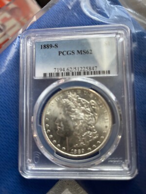 1889-S MORGAN SILVER DOLLAR $1 PCGS MS 62 FROSTY WHITE | eBay