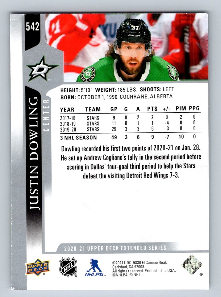 2020 Upper Deck #542 Justin Dowling NM/MT | eBay