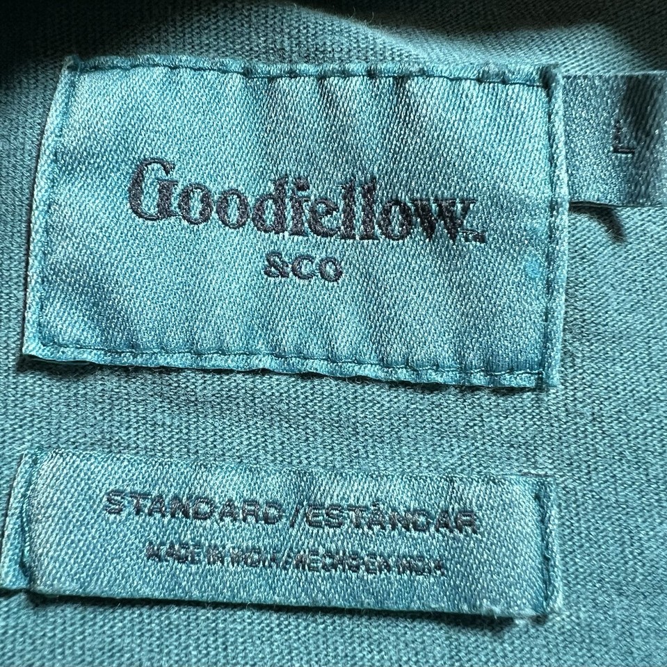 Goodfellow Mens Long Sleeve Pocket Tee Shirt - Teal Blue Green - Large ...