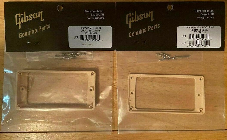 GIBSON® Pickup Ring Set Cream Creme Humbucker M-69 Les Paul Genuine New ...