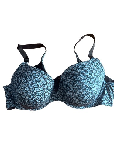 Torrid Curve Padded Bra Plus Size 44D Underwire Black Teal Geometric ...