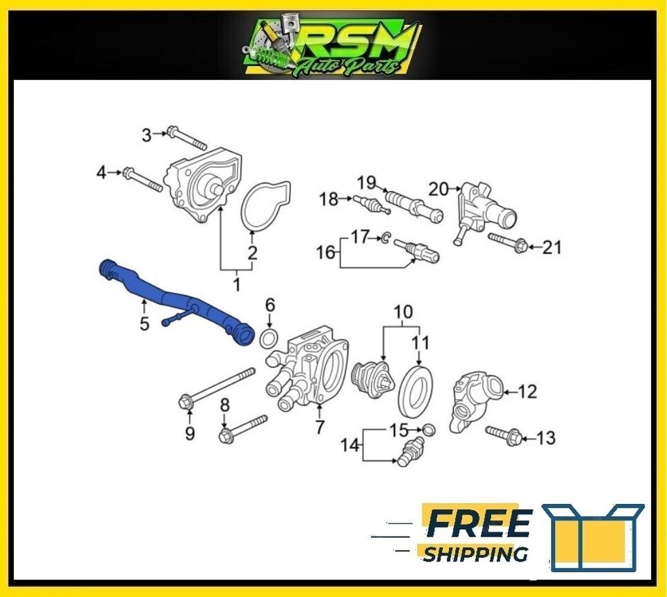 NEW Honda Civic 99-00 B16 DOHC & CRV B20 Water Coolant Connecting Pipe ...