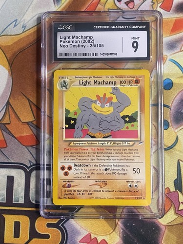Light Machamp 25/105 CGC 9 Mint 2002 Pokemon Neo Destiny Rare Non-Holo ...