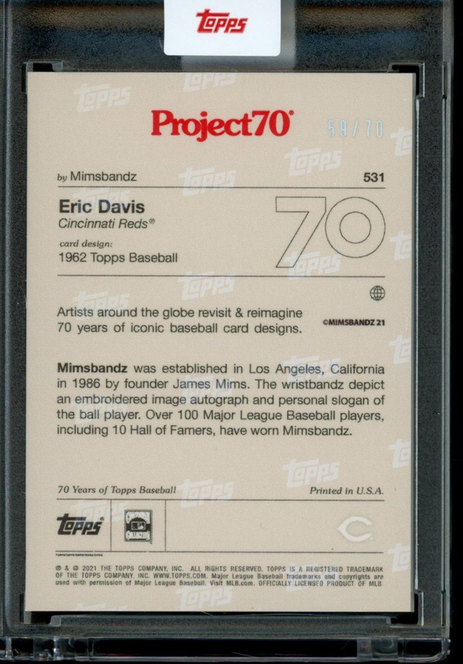 2021 Topps Project 70 Card #531 Eric Davis 1962 by Mimsbandz Rainbow ...