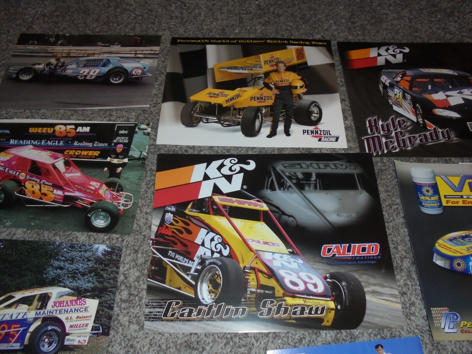LOT OF 23 VINTAGE DIRT,ASPHALT,RACING HERO,POSTCARDS,OUTLAWS,MIDGETS ...