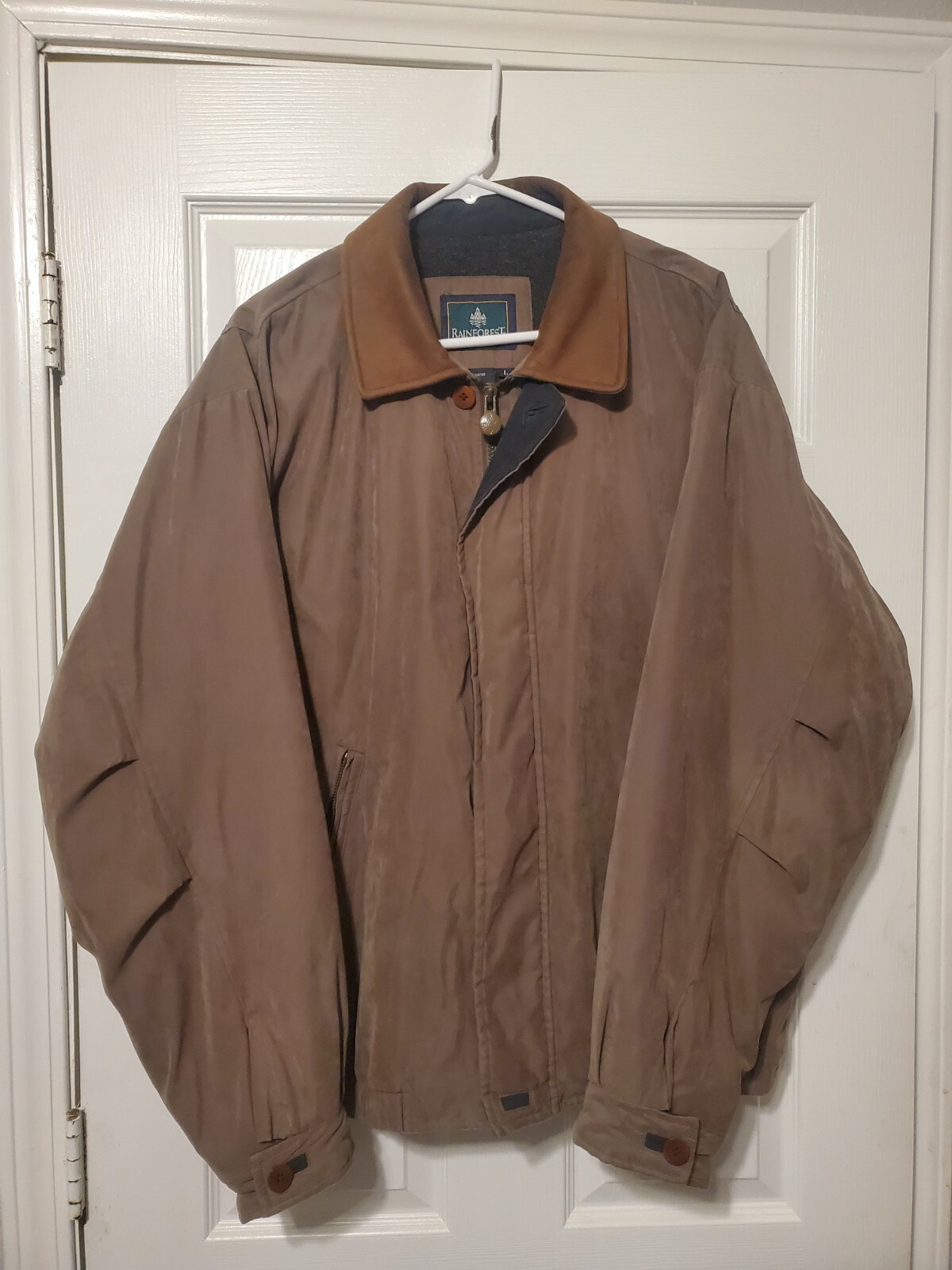 Rainforest Mens Jacket Brown Size Large Microfiber Soft Coat Adult Faux ...