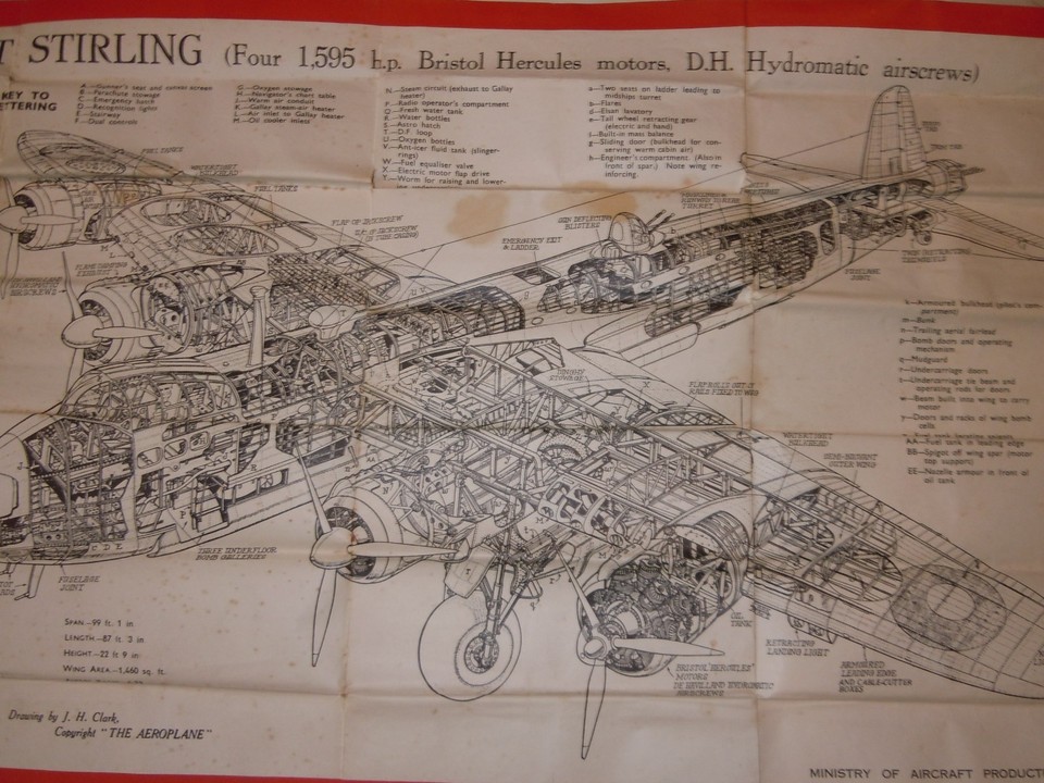Short Stirling Bomber Airplane Plane Cutaway view / Technical Specs ...