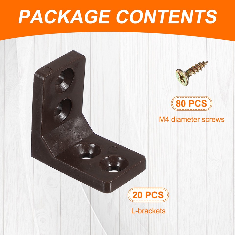 20pcs Plastic l Brackets Corner Bracket Square Corner Brace Brown | eBay