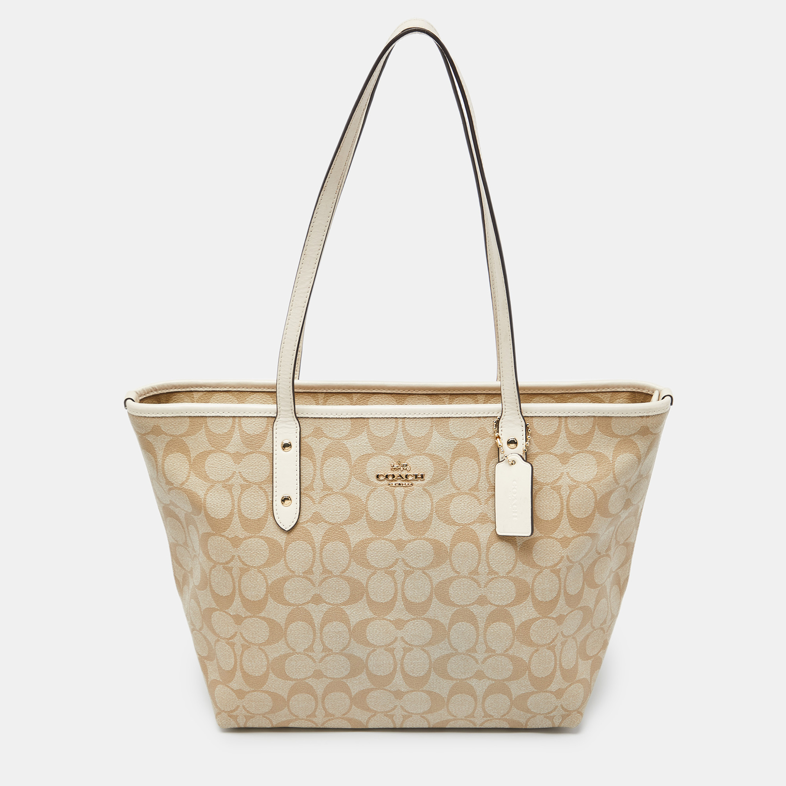 Coach Beige/brown Signature Coated Canvas And Leather… - Gem