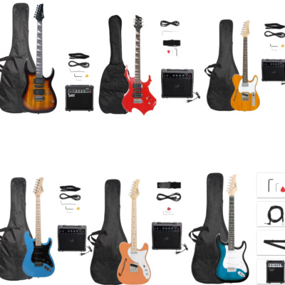 39" GST TL 170 Flame Electric Guitar Beginner Starter Kit w/Case With ...