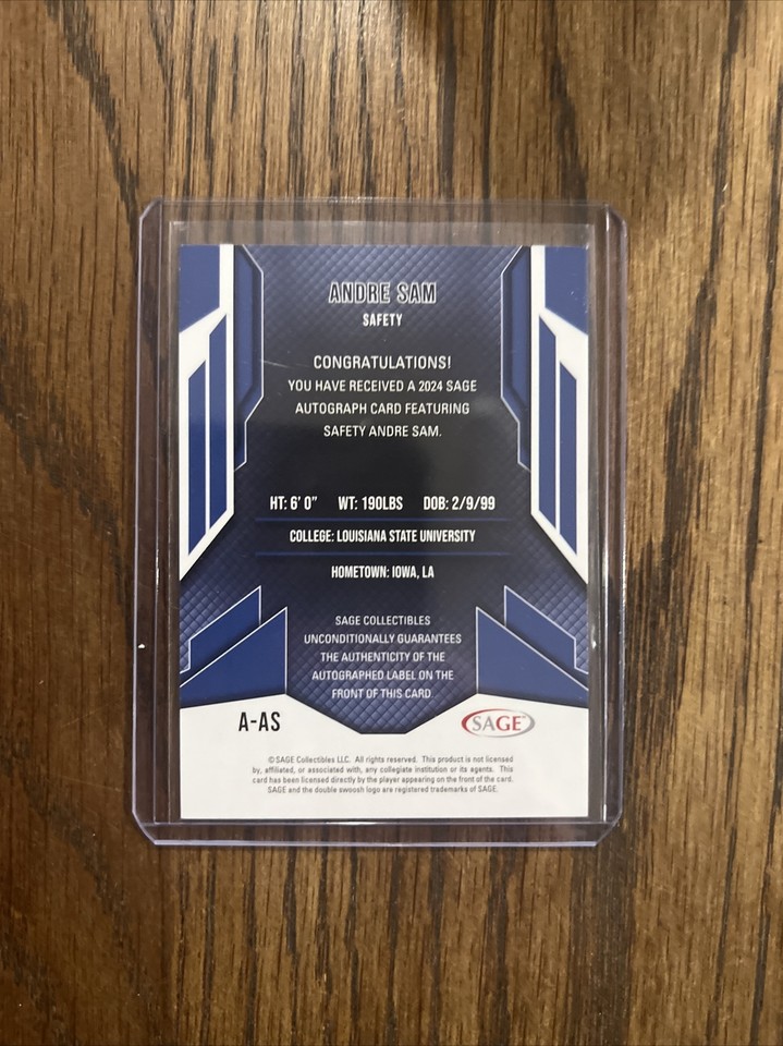 Andre Sam 2024 SAGE HIGH SERIES ROOKIE AUTO #A-AS LSU Tigers/Eagles | eBay