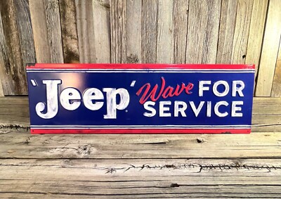 Jeep Wave for Service 24" Embossed Large Metal Tin Sign Auto Wrangler ...