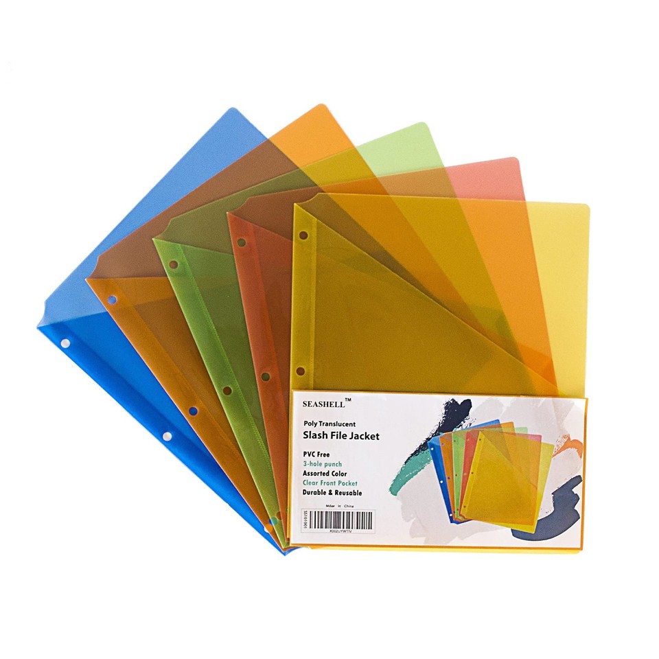 25 Pack Poly Translucent Slash File Jacket,3 Hole Punch Binder ...