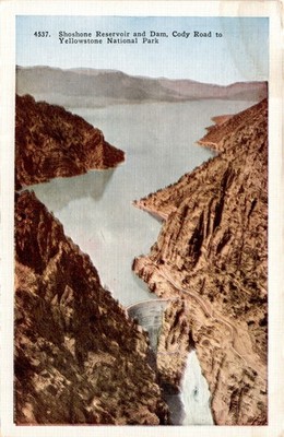 Shoshone Reservoir, Dam, Cody Road, Yellowstone National Park, Postcard ...