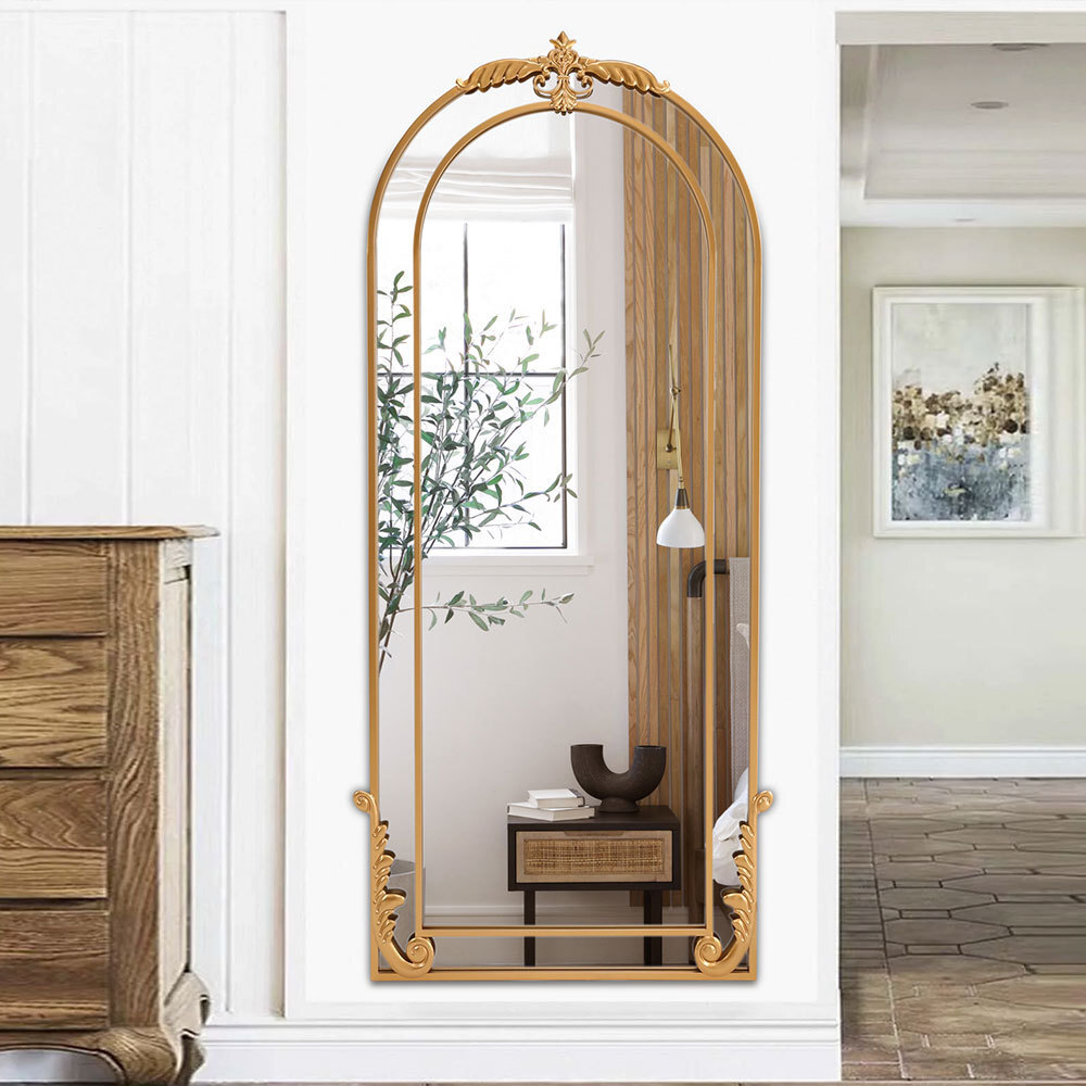 Large Gold Full Length Antique Leaner Mirror Double Frame Wall Mirror ...