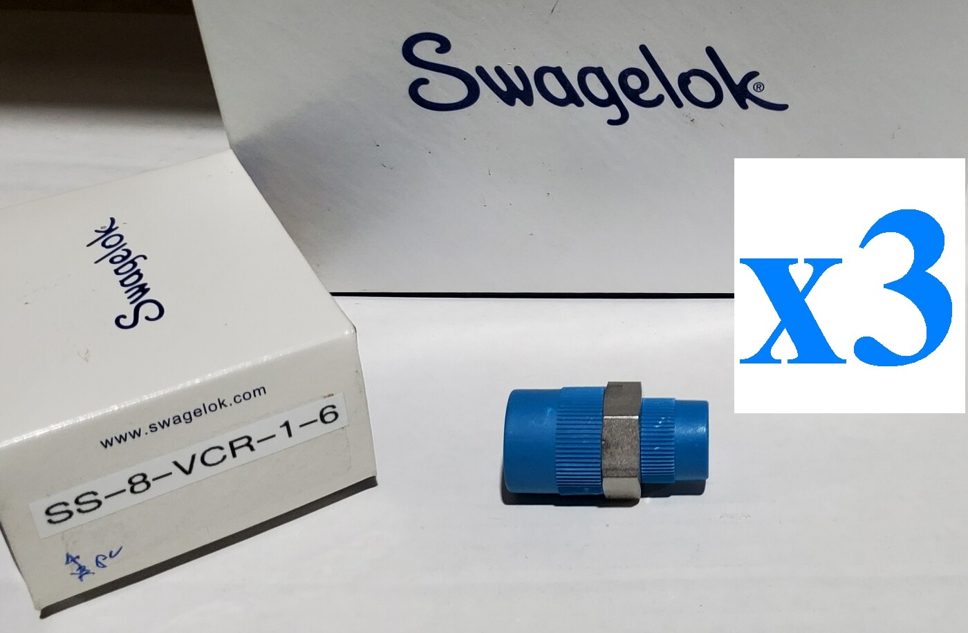 x3 NEW SS-8-VCR-1-6 Swagelok Male NPT Connector Body, 1/2 in. VCR x 3/8 ...
