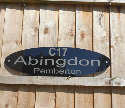 Personalised Static Caravan Number Name Sign plaque Acrylic Large Oval ...
