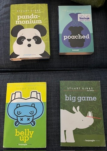 STUART GIBBS Lot - 4 Fun Jungle Books - Belly Up Poached Big Game ...