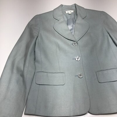 ATF Studio Blazer Jacket Womens Size 4P 3 Button Light Green Wool Blend ...