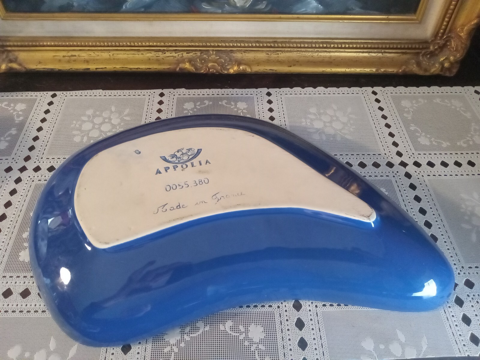 Appolia Pottery France Large Art Deco Cobalt Blue Divided Serving Dish ...