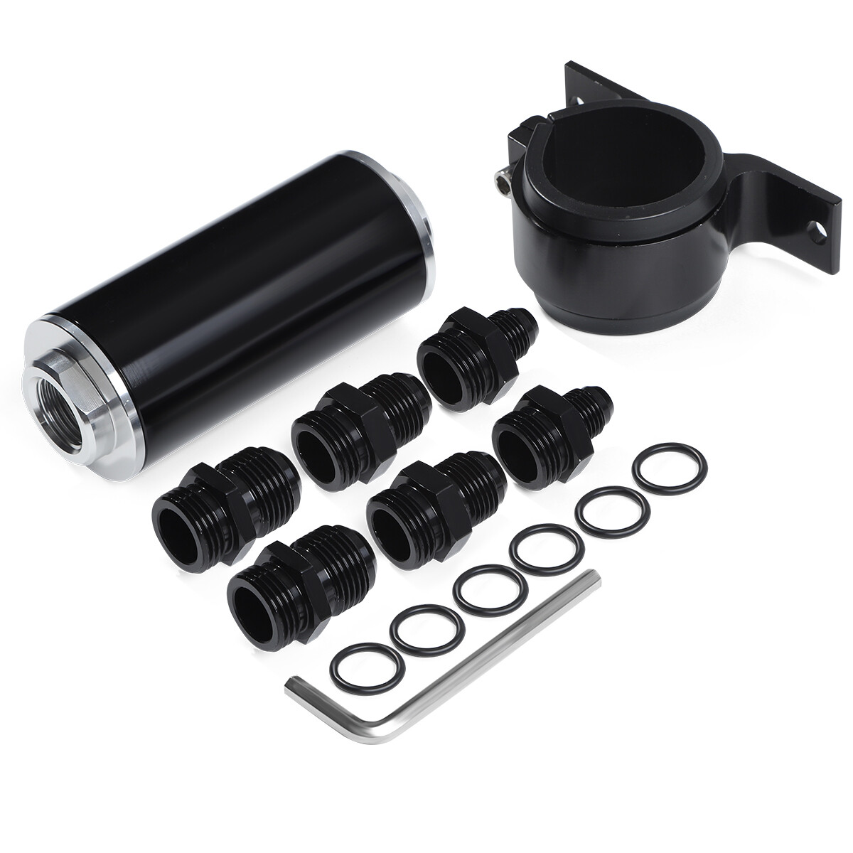 10 Micron Fuel Filter Mount Inline Bracket High Flow Turbo 6AN 8AN 10AN ...