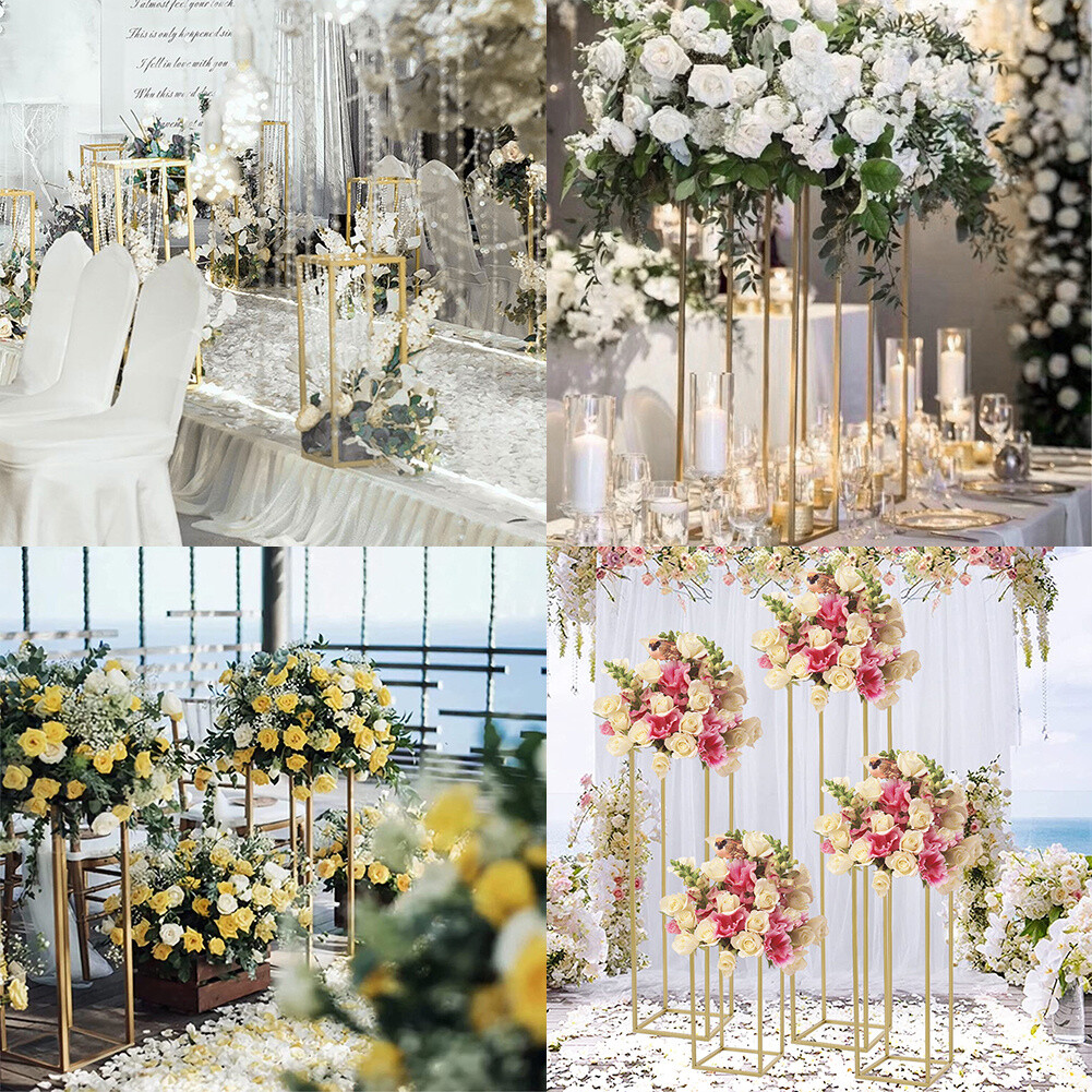 80/100cm Tall Metal Geometric Stand Flower Vase Holder Party Wedding ...