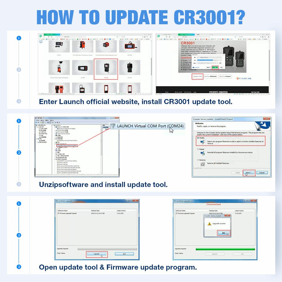 LAUNCH Creader 3001 OBD2 Scanner Car Diagnostic Tool Engine Fault Code ...