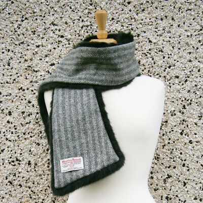 Elegant Harris Tweed Cravat Like Scarf Lined With Luxurious Faux Fur | eBay