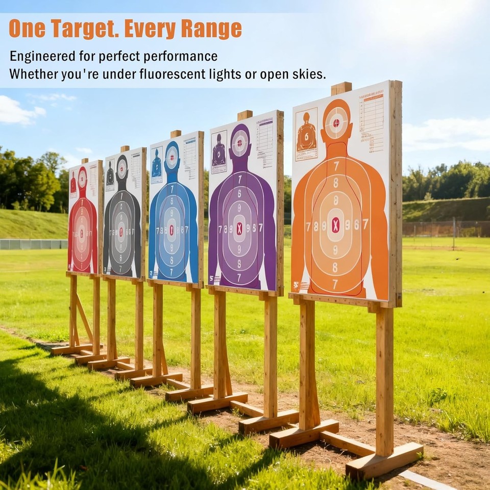 23x35 Shooting Range Paper Targets, 5 High-Contrast Colors Silhouette ...